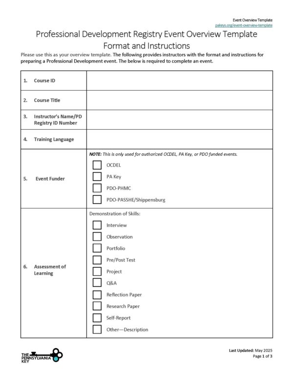 Event Overview Template - The Pennsylvania Key