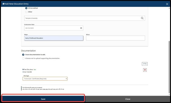How To Add/Update Your Education - The Pennsylvania Key