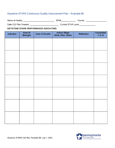Keystone STARS Continuous Quality Improvement Plan – Example #2 - The ...