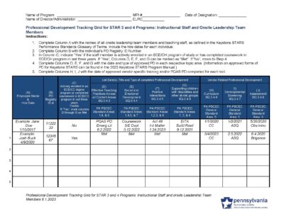 Professional Development Tracking Grid for STAR 3 & STAR 4 Programs ...