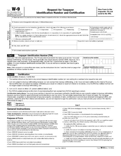 W-9 Form - The Pennsylvania Key