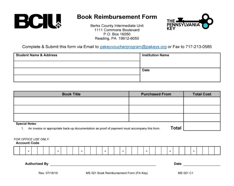Book Reimbursement Form - The Pennsylvania Key