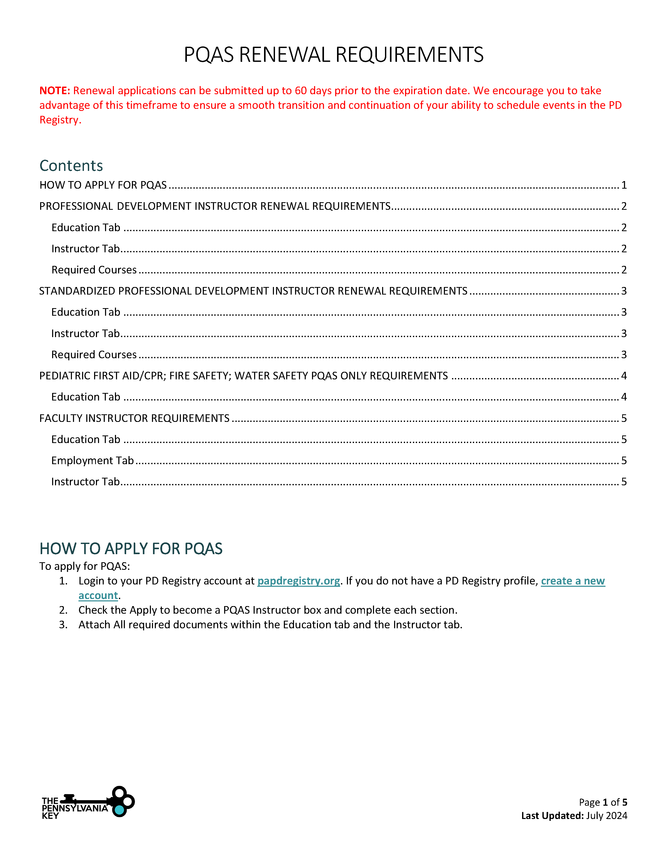 PQAS Renewal Application Requirements - The Pennsylvania Key