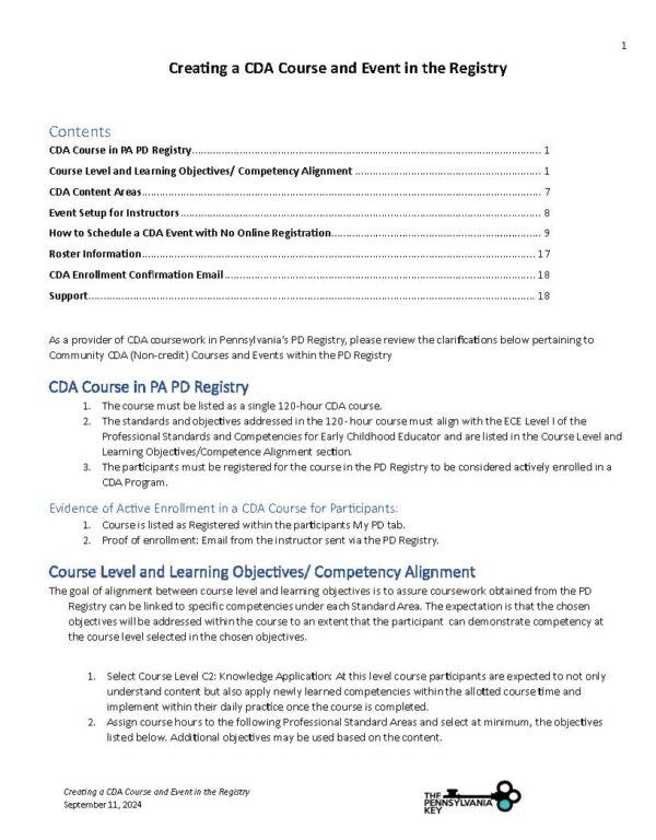 Creating A New CDA Course and Event in the PD Registry - The ...