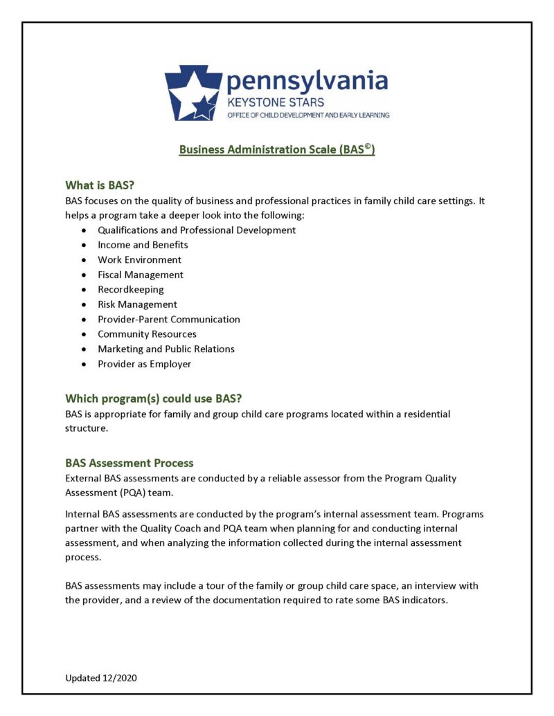 Business Administration Scale (BAS) - The Pennsylvania Key