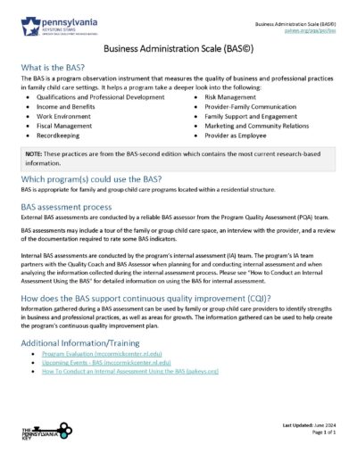 Program Administration Scale (PAS) - The Pennsylvania Key