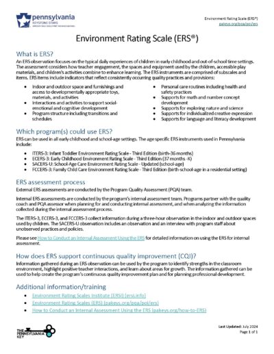 Environment Rating Scales (ERS®) - The Pennsylvania Key