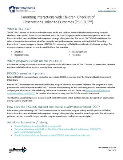 Parenting Interactions with Children: Checklist of Observations Linked ...